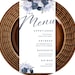 Editable Menu Card Template, Dusty Blue and Silver Menu Cards, Floral ...