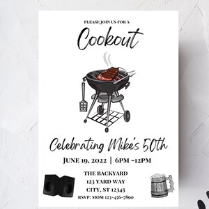 Editable Cookout Invitation, Birthday Cookout BBQ Invite, Digital ...