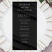All Black Affair Menu Card Template, Birthday Dinner Menu Cards, Table ...