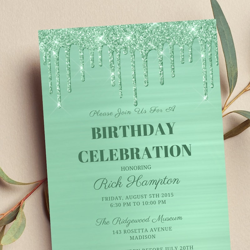 Mint Invitation - Etsy