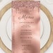 Editable Rose Gold Menu Card Template, Rose Gold Glitter Drip Menu Card ...