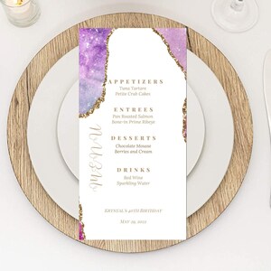 Editable Galaxy Menu Card Template, Birthday Party Agate Menu Card ...