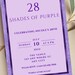 Editable Shades of Purple Invitation, Purple Birthday Invitation, Any ...