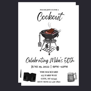 Editable Cookout Invitation, Birthday Cookout BBQ Invite, Digital ...