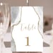 Printable Table Numbers, Blue, White and Gold Table Numbers Template ...