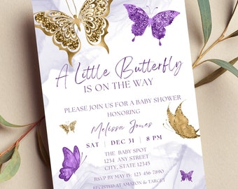Editable Butterfly Baby Shower Invitation, A Little Butterfly is on the ...
