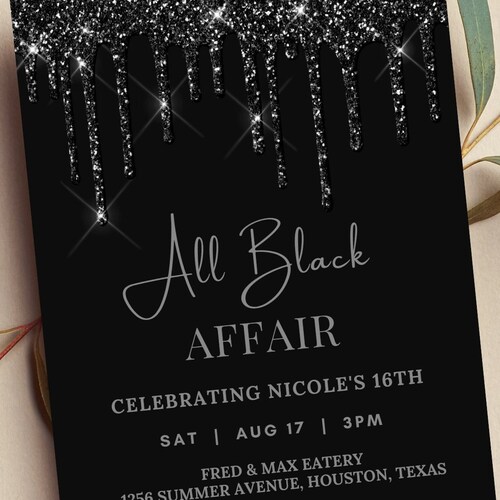 Editable All Black Affair Invitation All Black Party - Etsy Editable All Black Affair Invitation All Black Party - Etsy