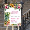 Tropical Floral Theme Birthday Party Welcome Sign: Editable Template ...