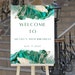 Editable Green, White and Gold Birthday Welcome Sign, Watercolor, Glam ...