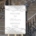 Editable White and Silver Birthday Welcome Sign, Marble, Luxury ...