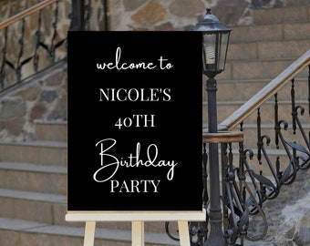 Editable Blue Birthday Welcome Sign, Minimalist Birthday Party Welcome ...