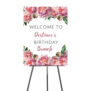 Editable Birthday Brunch Welcome Sign, Floral Birthday Welcome Sign ...
