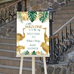 Editable Safari Baby Shower Welcome Sign, A Little Wild One is on the ...