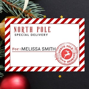 Printable North Pole Tag, Special Delivery Tag, Delivery From Santa Tag ...