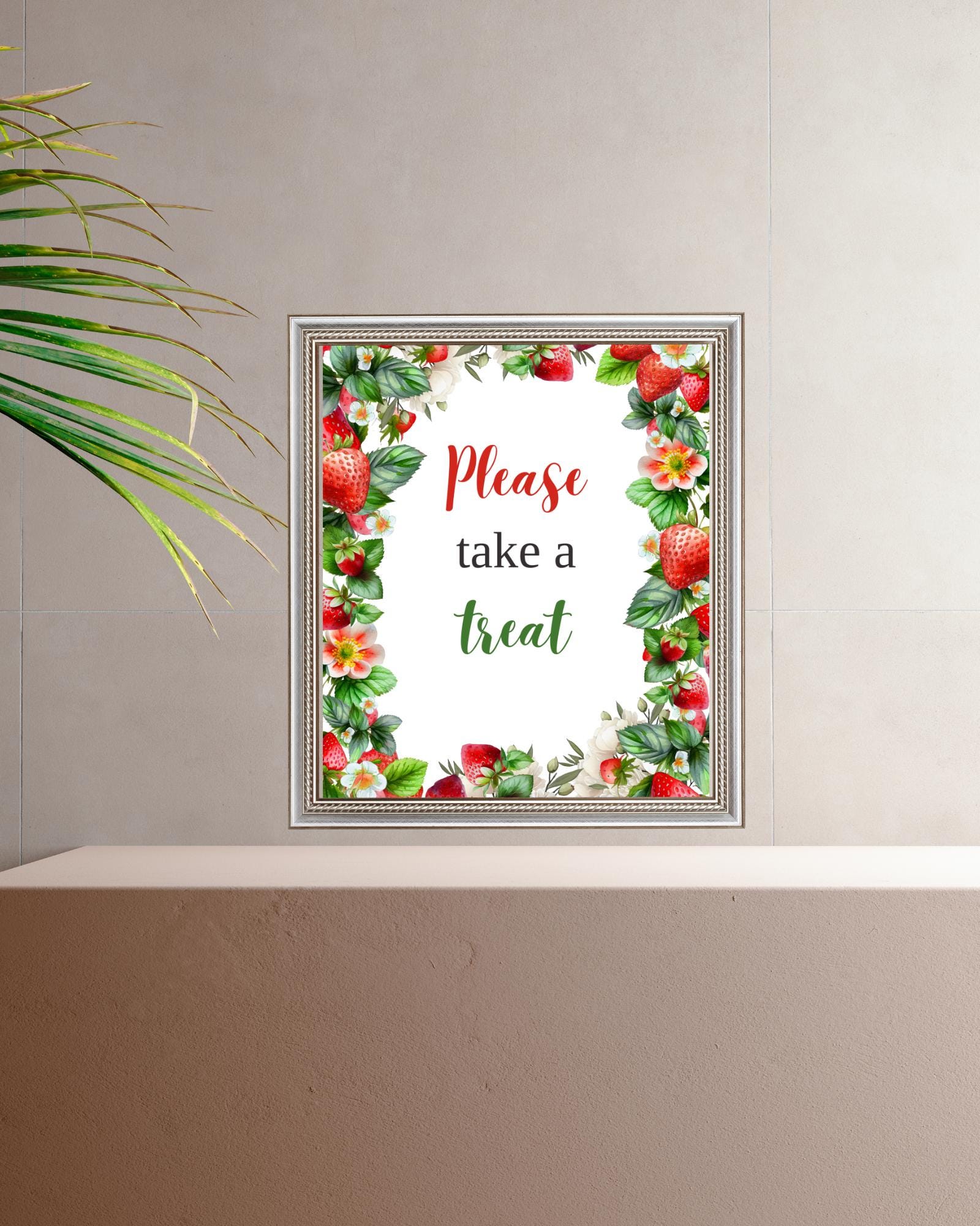 Editable Strawberry Table Sign, Printable Table Decor, Gifts and Cards ...