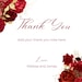 Printable Thank You Card, Red and Gold Floral Thank You Note, Editable ...