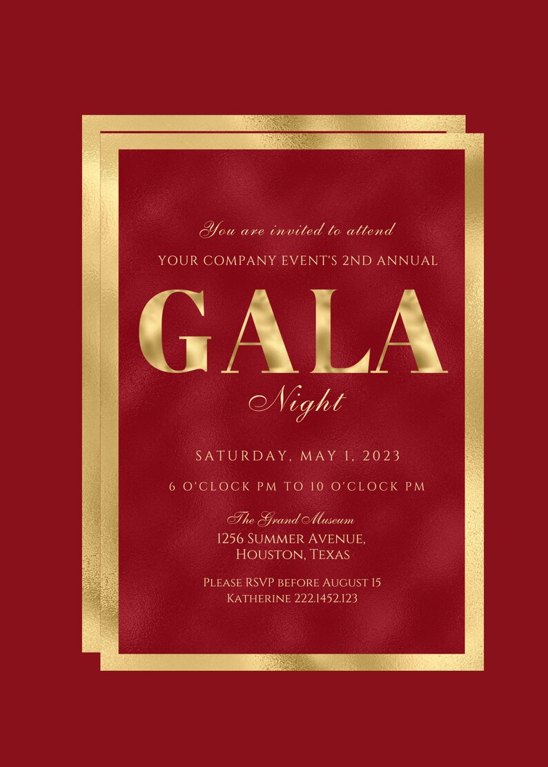 Editable Gala Invitation, Gala Party, Corporate Invite, Fundraiser ...