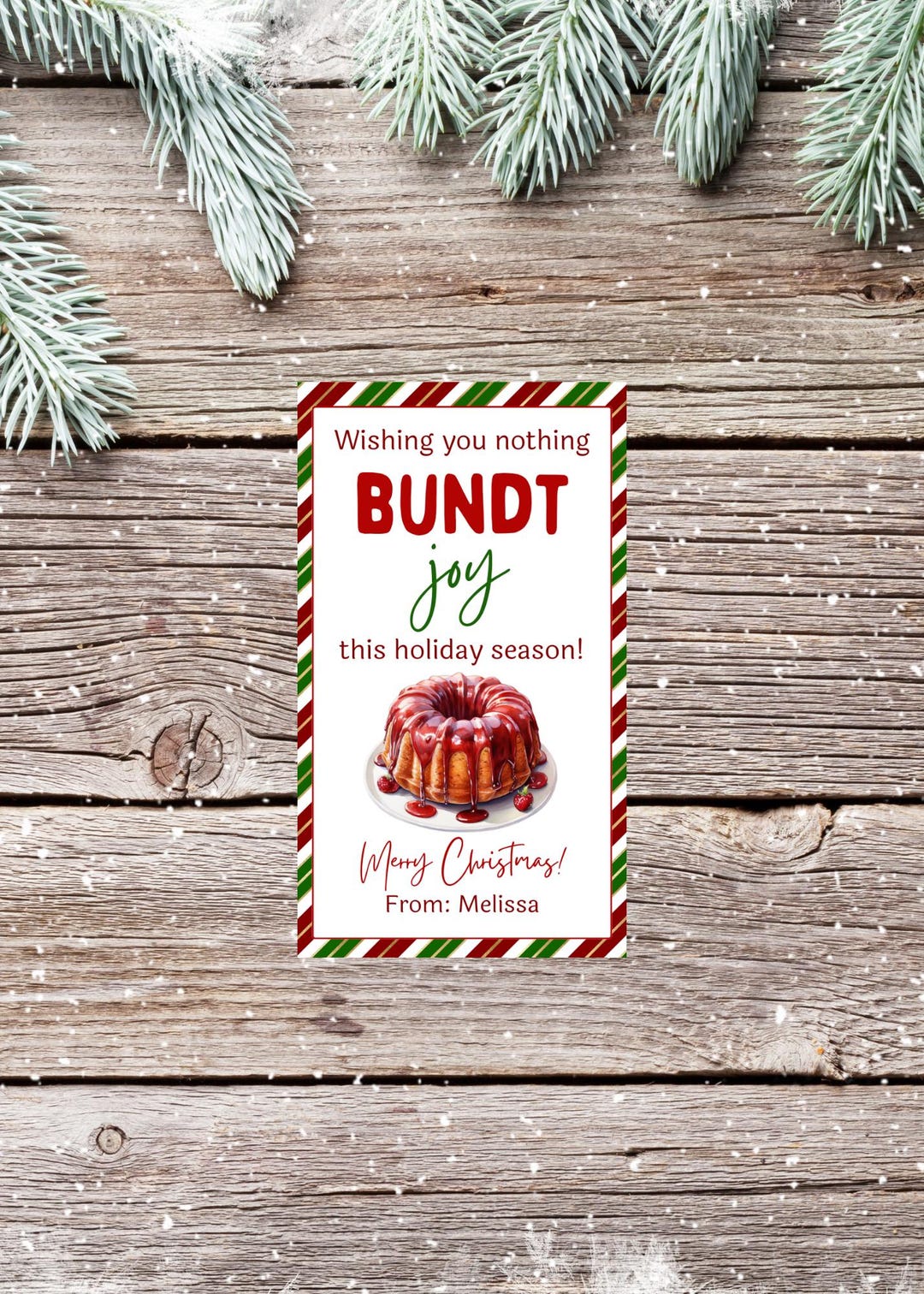 Editable Wishing You Nothing Bundt Joy, Coworker Gift Tags for ...