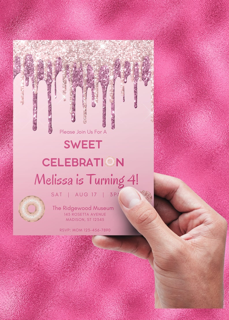 Editable Sweet Celebration Birthday Invitation, Dripping Frosting, Two ...
