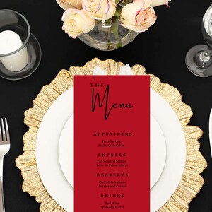Editable Red Menu Card Template, Minimalist Menu Cards, Modern ...