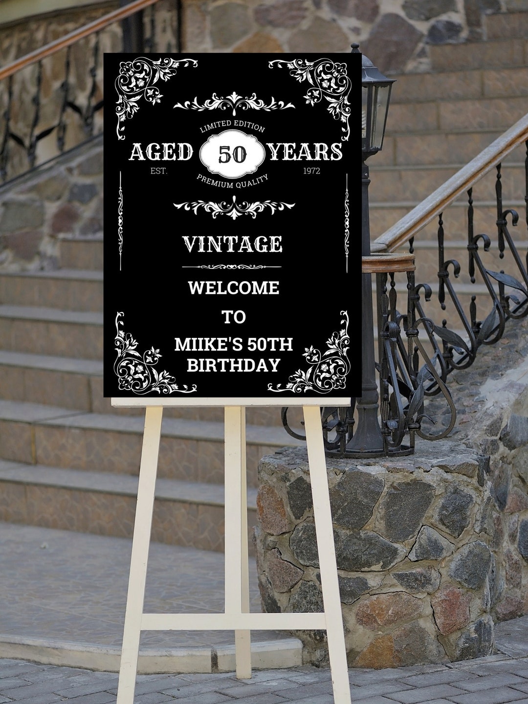 Editable Whiskey Label Welcome Sign, Vintage, Aged to Perfection ...