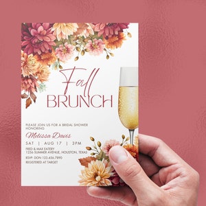 Editable Fall Brunch Invitation, Bridal Shower, Birthday Brunch, Autumn ...
