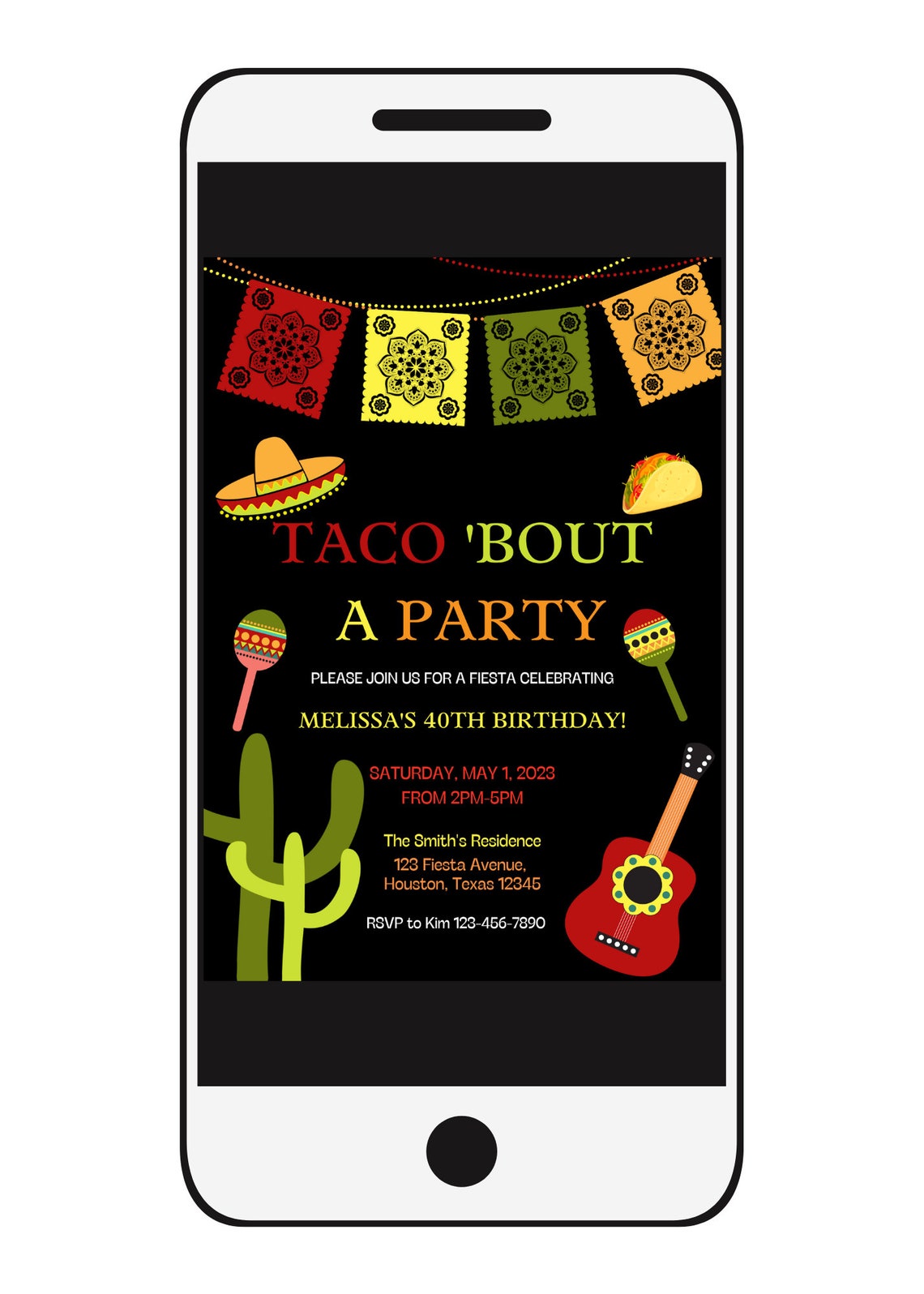 Editable Taco 'bout a Party Invitation, Fiesta Invitation, Birthday ...