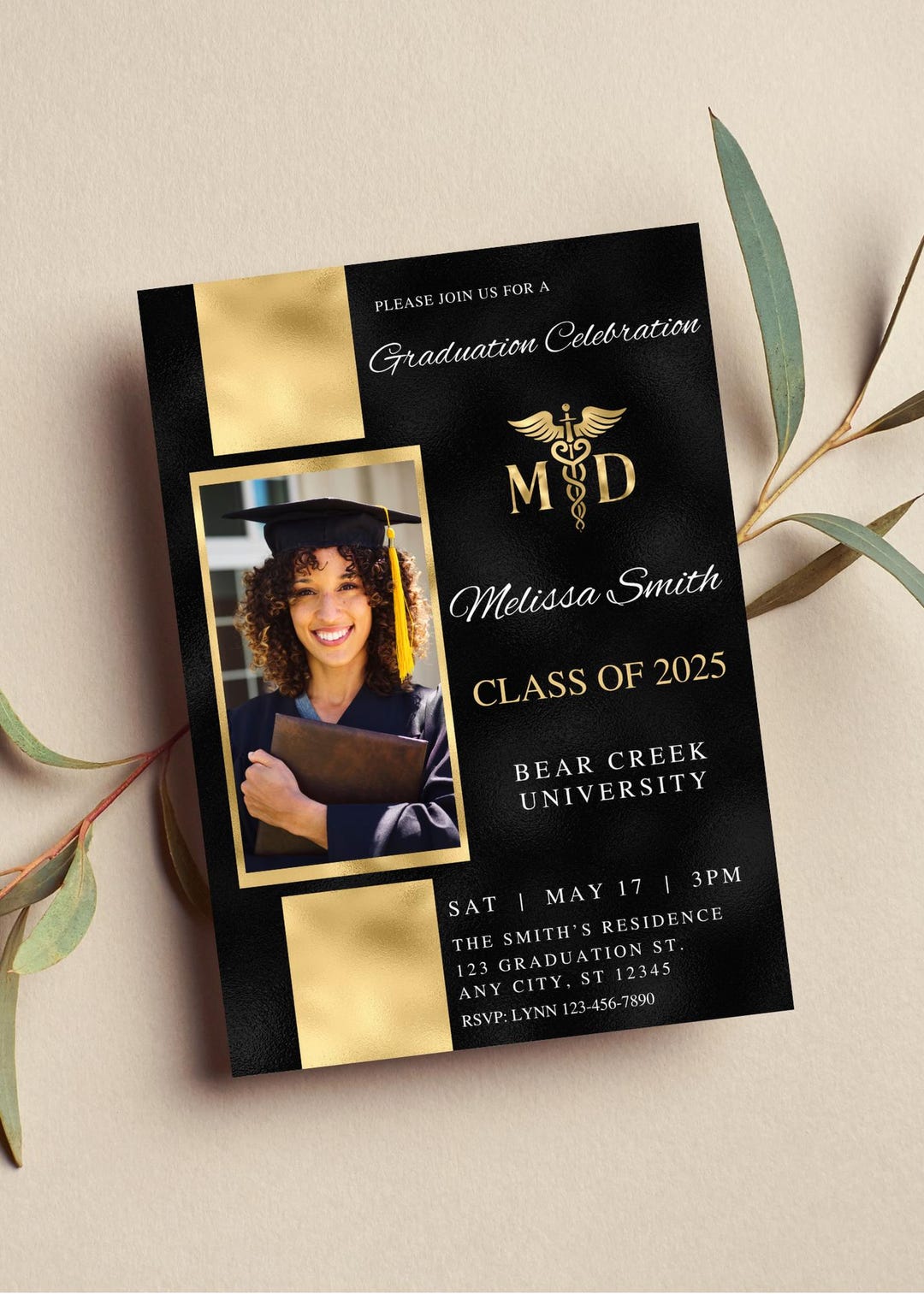 Editable Medical Doctor Graduation Invitation Template With Photo ...