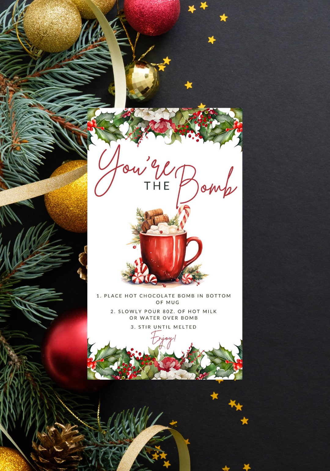 Printable Hot Chocolate Bomb Tag, Your the Bomb Christmas Hot Cocoa ...