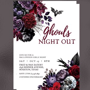 Editable Ghouls Night Out Invitation Halloween Party Invitation Adult ...
