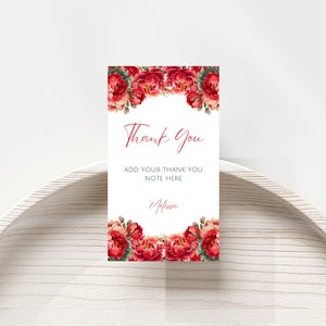 Printable Thank You Tags, Floral, Favor Tags, Gift Tags, Red Thank You ...