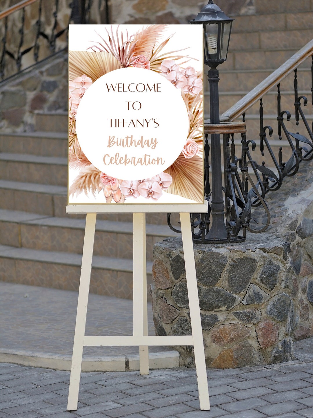 Editable Boho Floral Welcome Sign Birthday, Bridal, Baby Shower ...