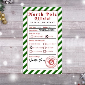 Printable North Pole Tag, Santa Gift Tags, North Pole Special Delivery ...