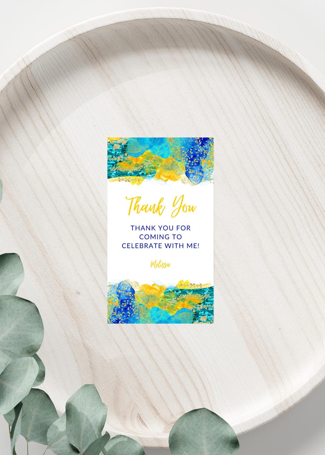 Printable Thank You Tags, Blue and Yellow, Favor Tags, Gift Tags, Thank ...
