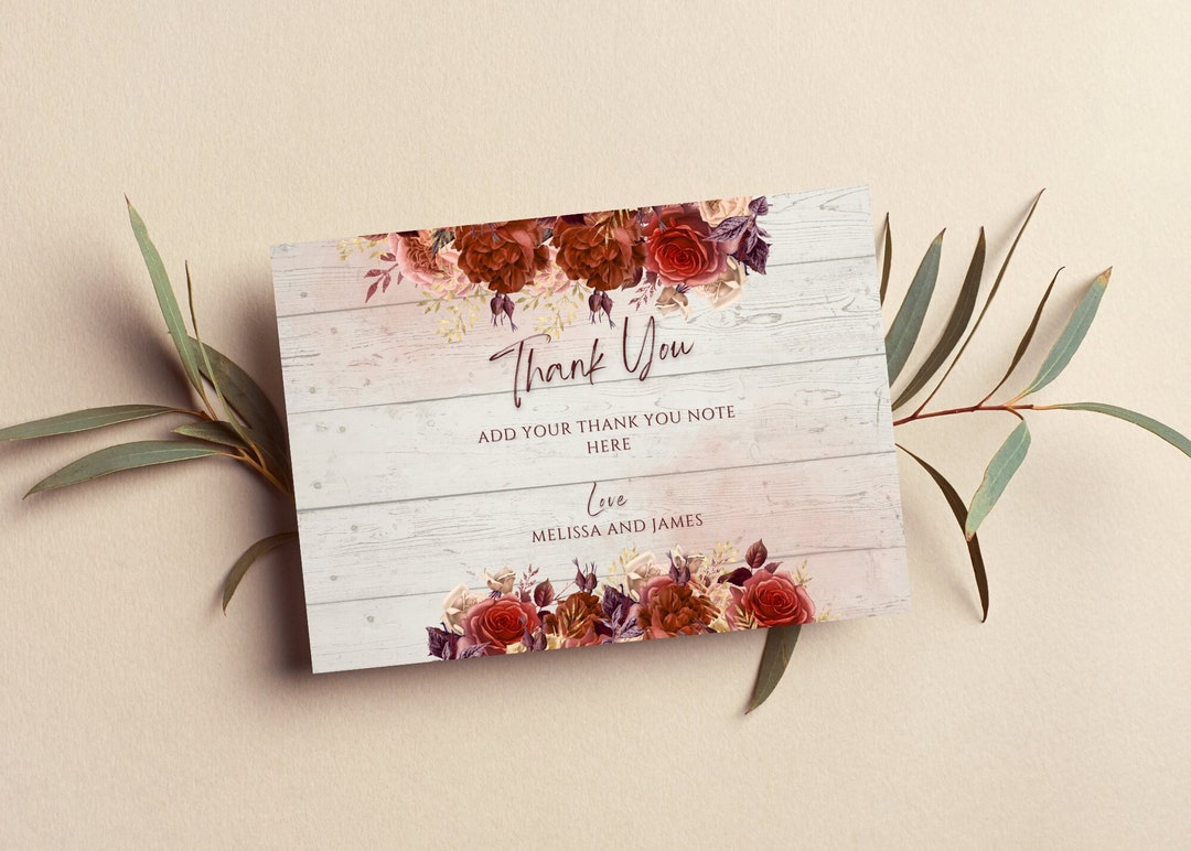 Editable Fall Flower Thank You Card, Autumn Thank You Note, Any ...