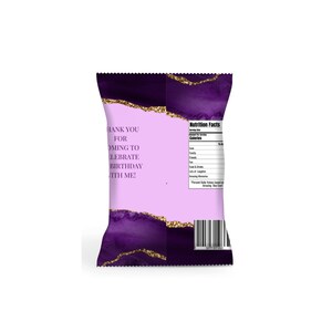 Editable Birthday Chip Bag, Shades of Purple Chip Bag, Purple and Gold ...