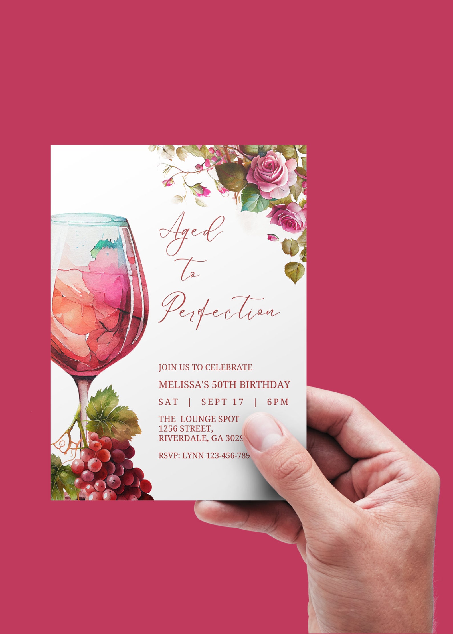 Editable Aged to Perfection Invitation, Wine Birthday Invitation ...