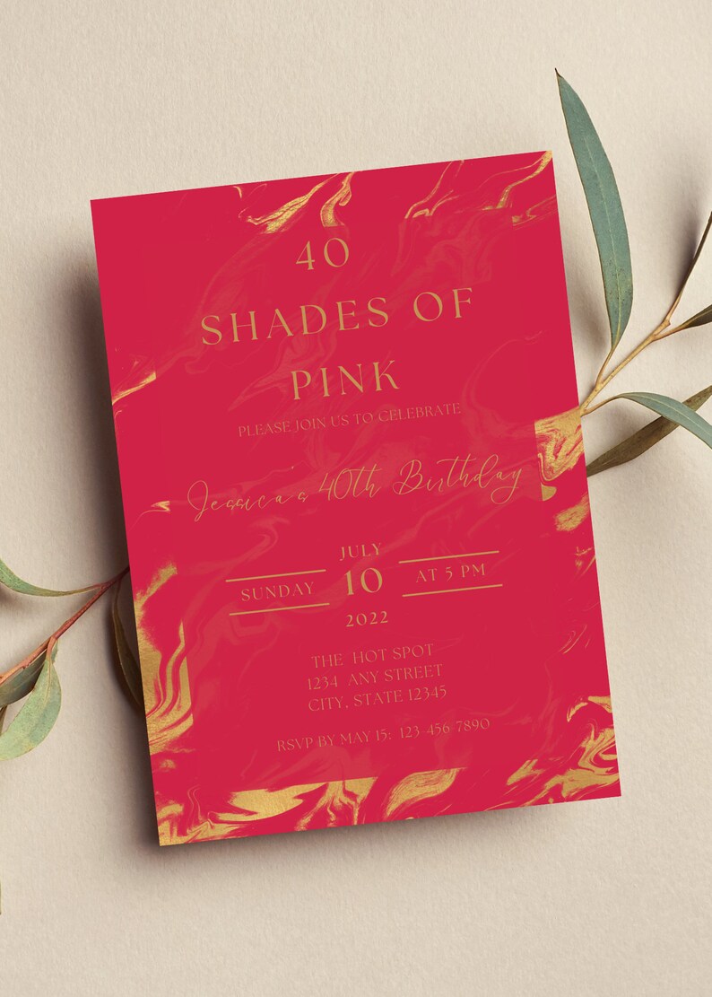 Editable Shades of Pink Invitation Pink and Gold Marble - Etsy