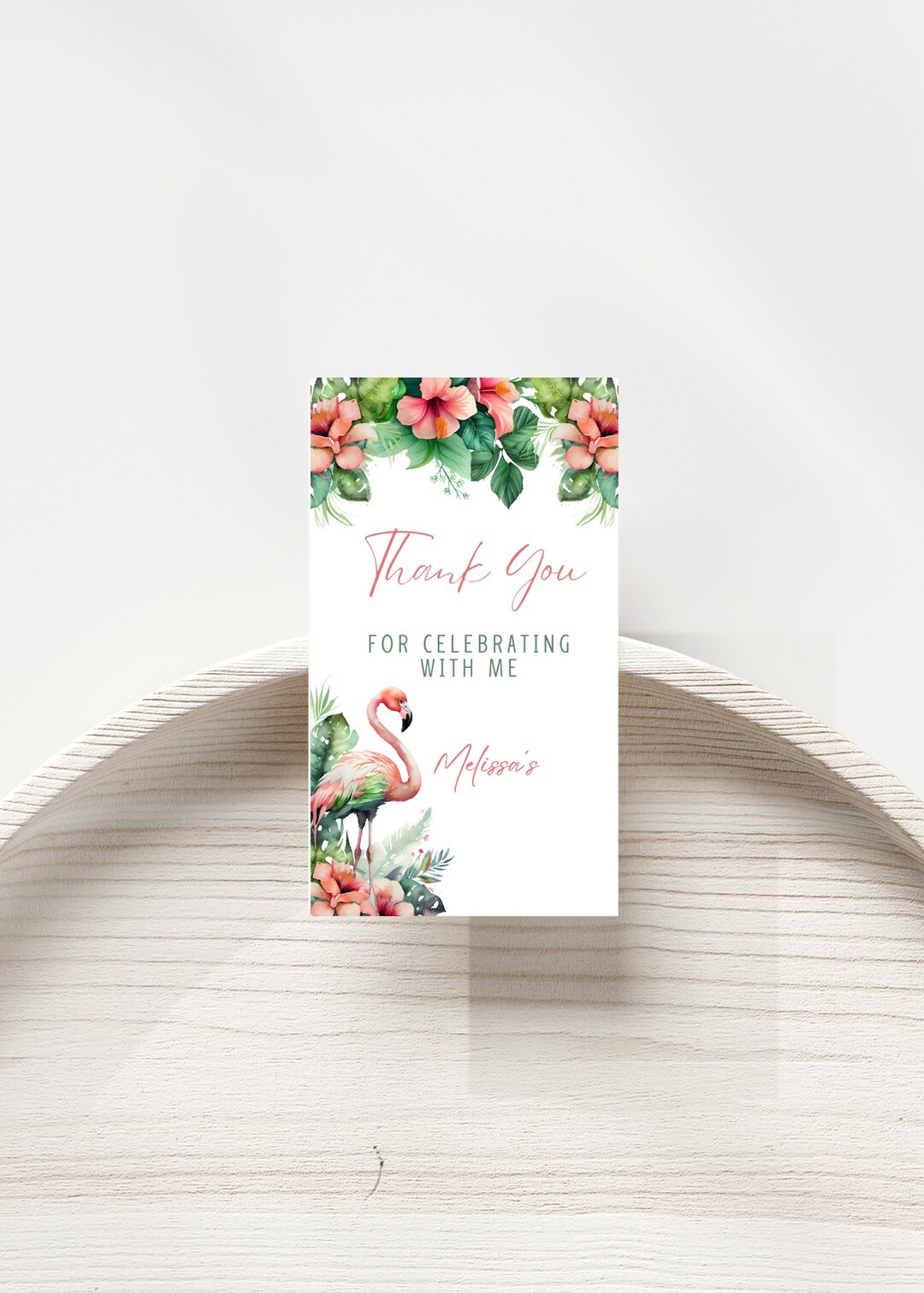 Printable Flamingo Thank You Card, Favor Tag, Gift Tag, Editable - Etsy