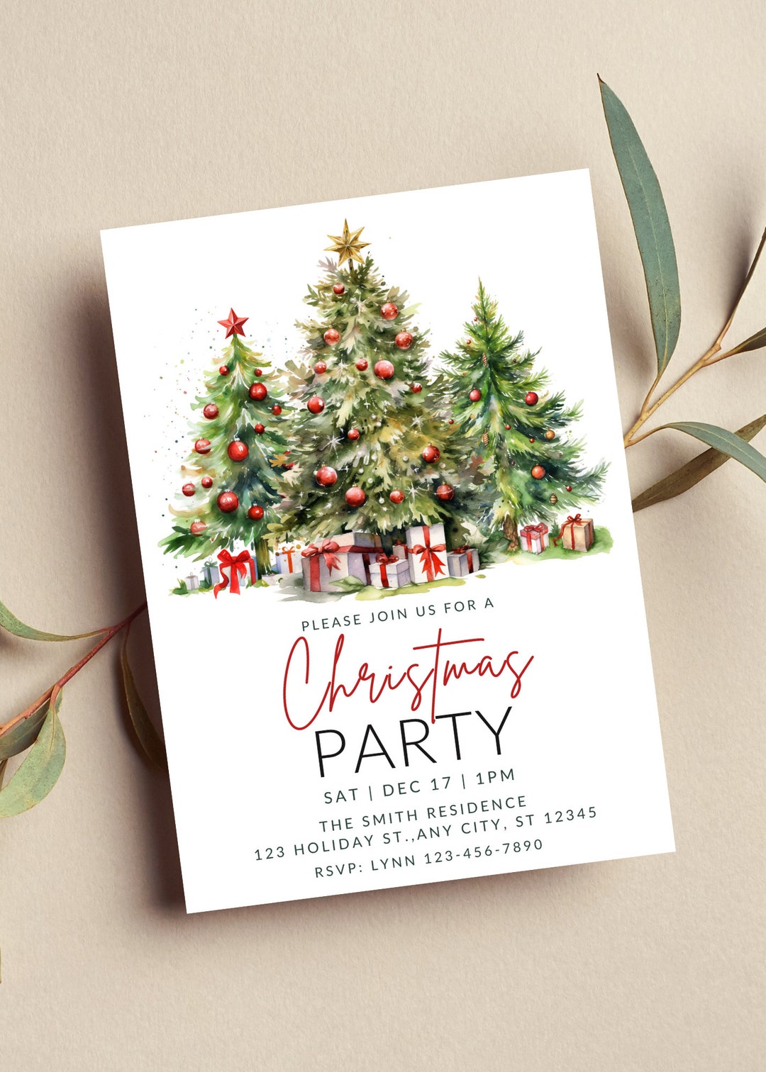 Christmas Party Invitation Printable, Editable Christmas Party ...