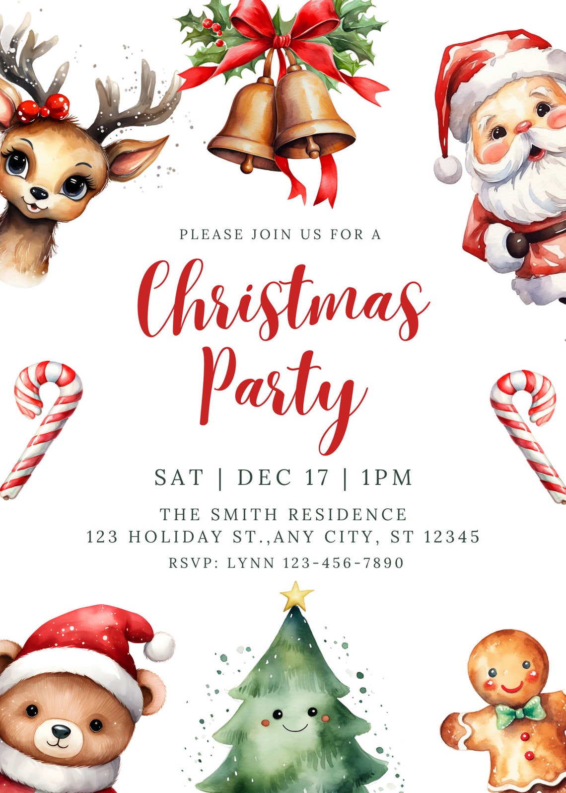Editable Christmas Party Invitation, Holiday Invitation, Winter Party ...