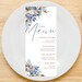 Editable Menu Card Template With Blue Boho Florals for Birthdays ...