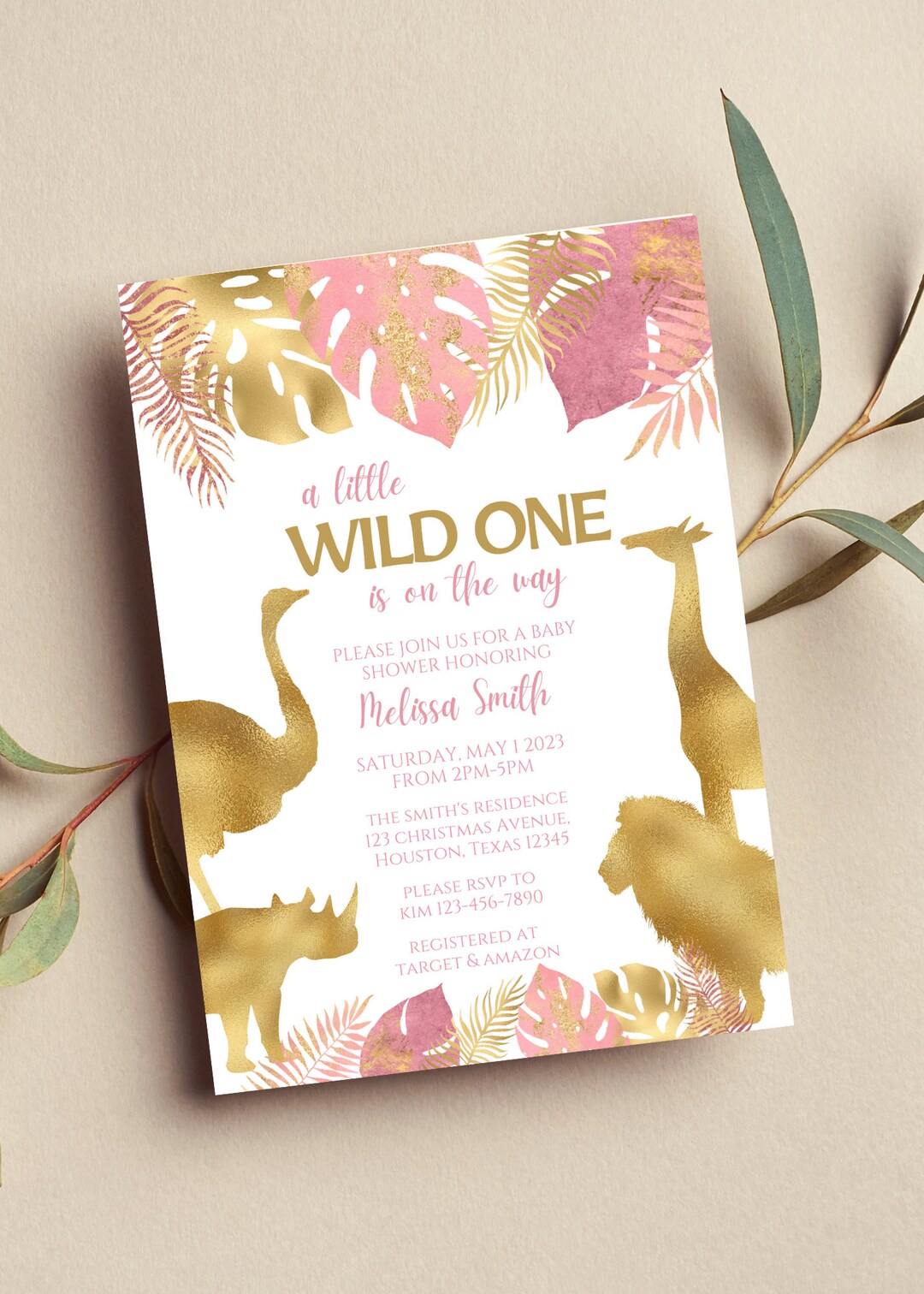 Editable A Little Wild One is on the Way Safari Baby Shower Invitation ...