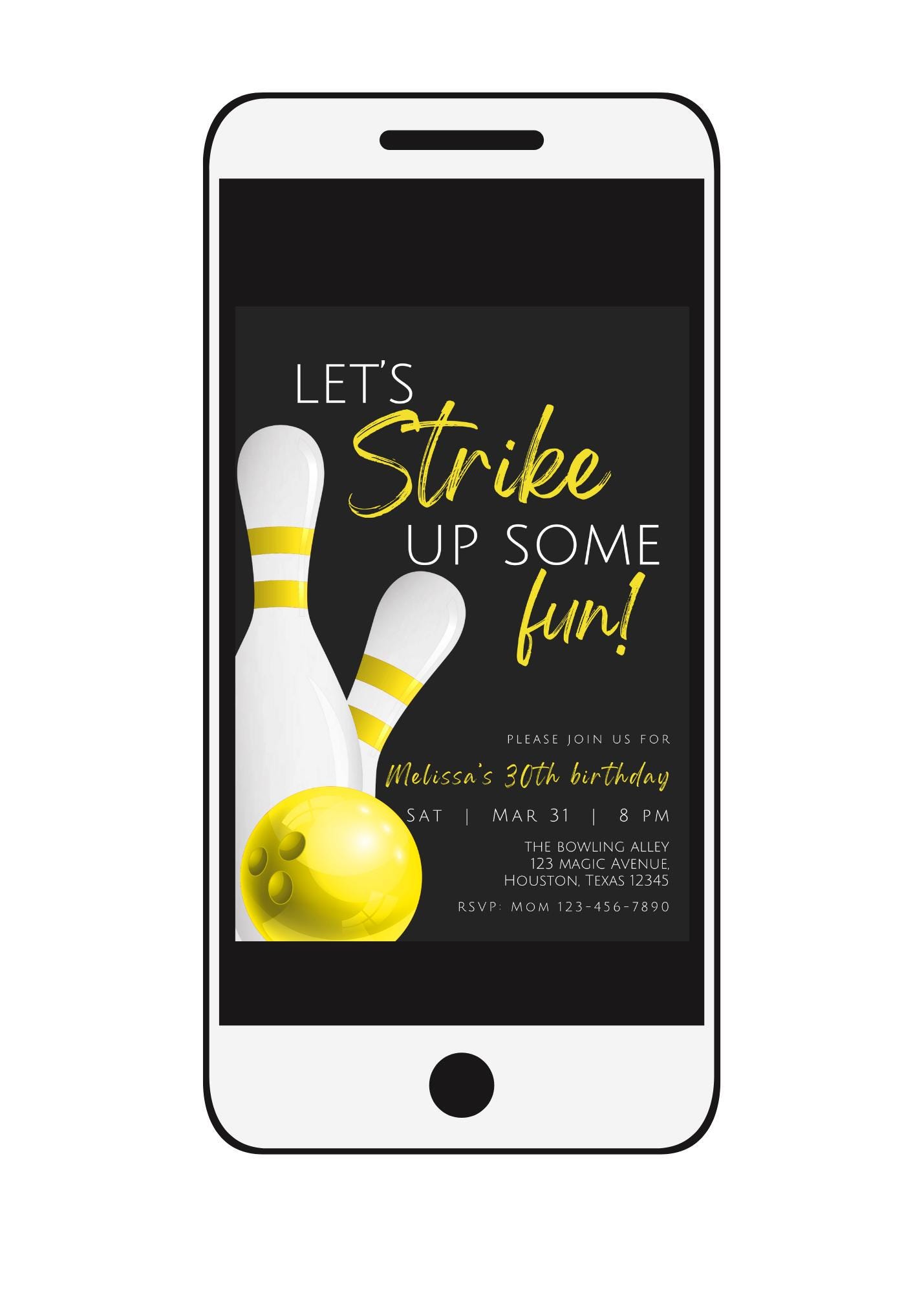 Editable Bowling Invitation, Let's Strike up Some Fun, Birthday Bowling ...