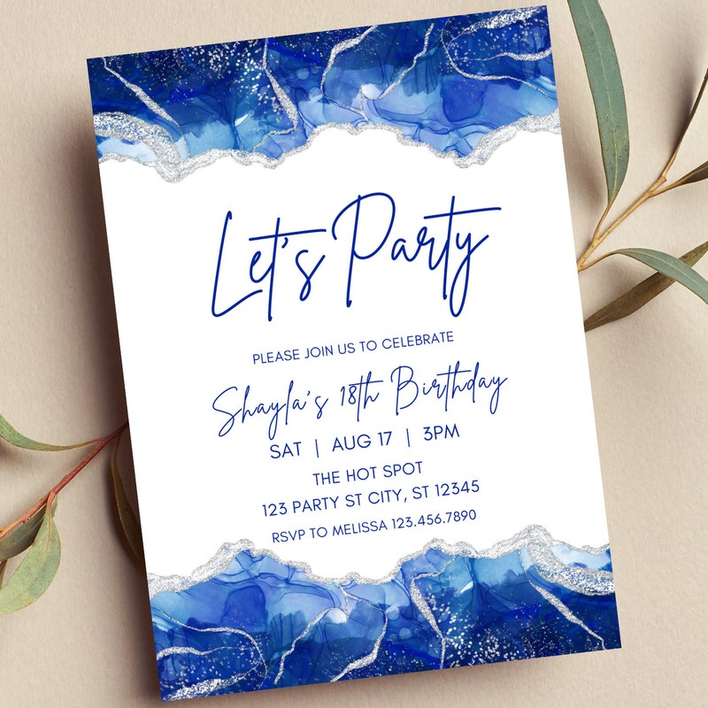 Royal Blue Invitations - Etsy