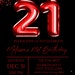 Editable 21st Birthday Invitation, Red and Black Invitation, Red 21 ...