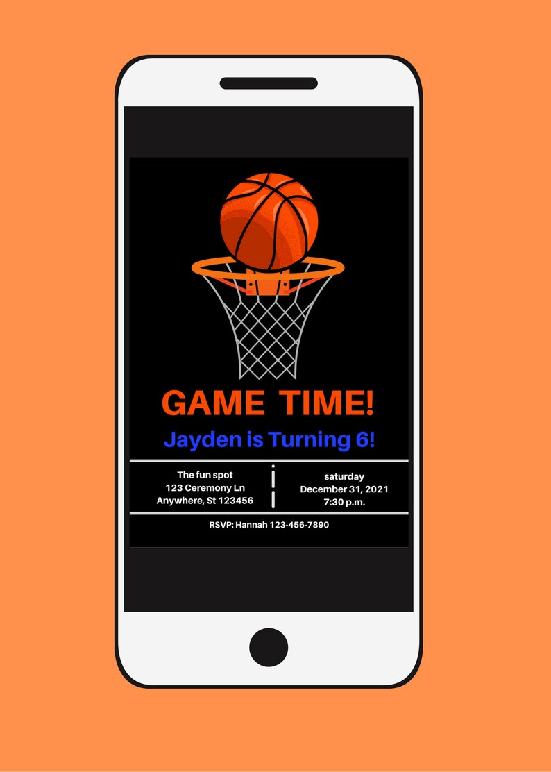 Editable Basketball Birthday Invitation, Game Time Basketball Invite ...