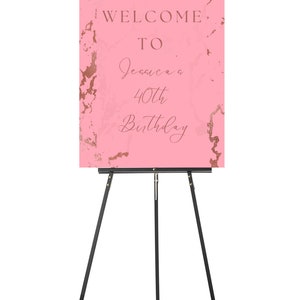 Editable Pink Birthday Welcome Sign, Marble, Luxury, Welcome to Sign ...