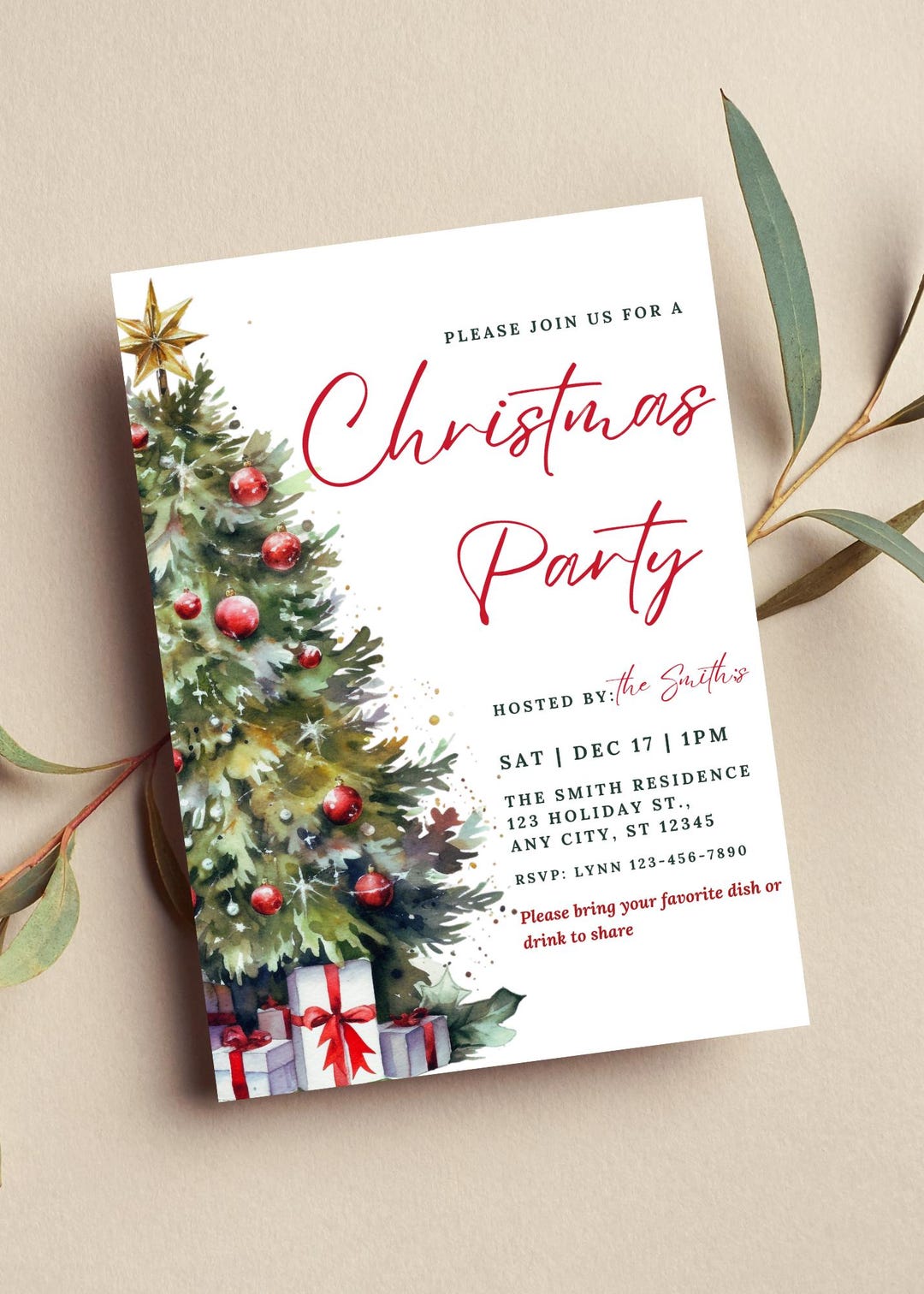 Christmas Party Invitation Printable, Editable Christmas Party ...