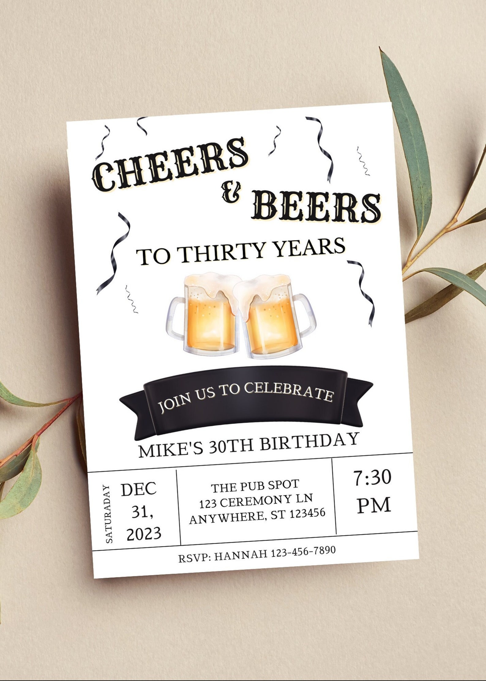 Editable Cheers and Beers Invitation Cheers to Any Age - Etsy